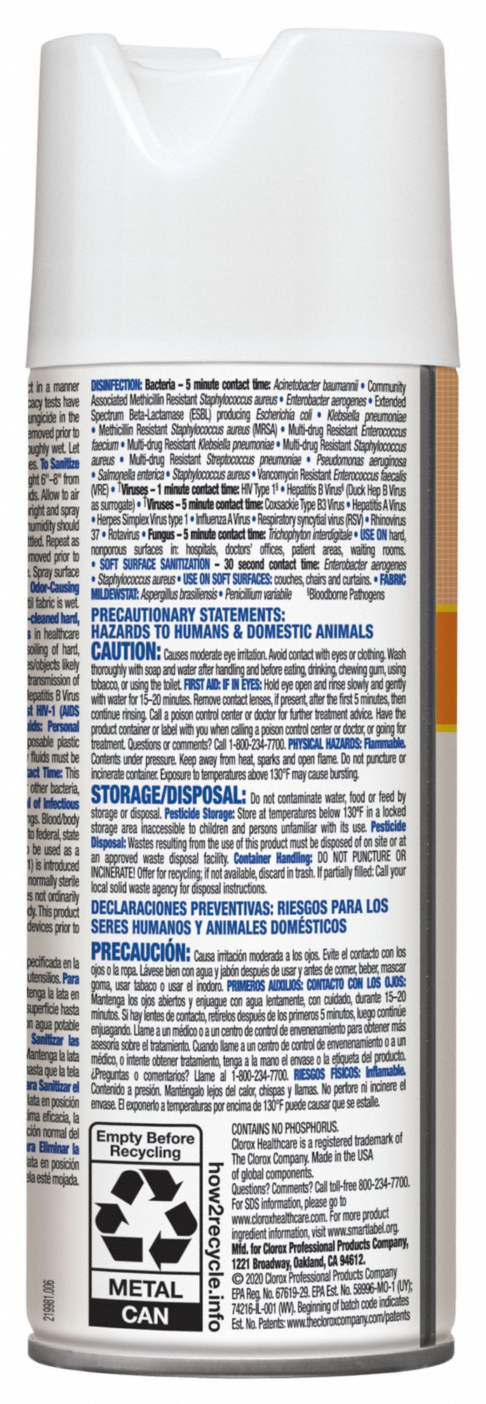 CLOROX HEALTHCARE Hospital Disinfectant and Deodorizer: Aerosol Spray ...