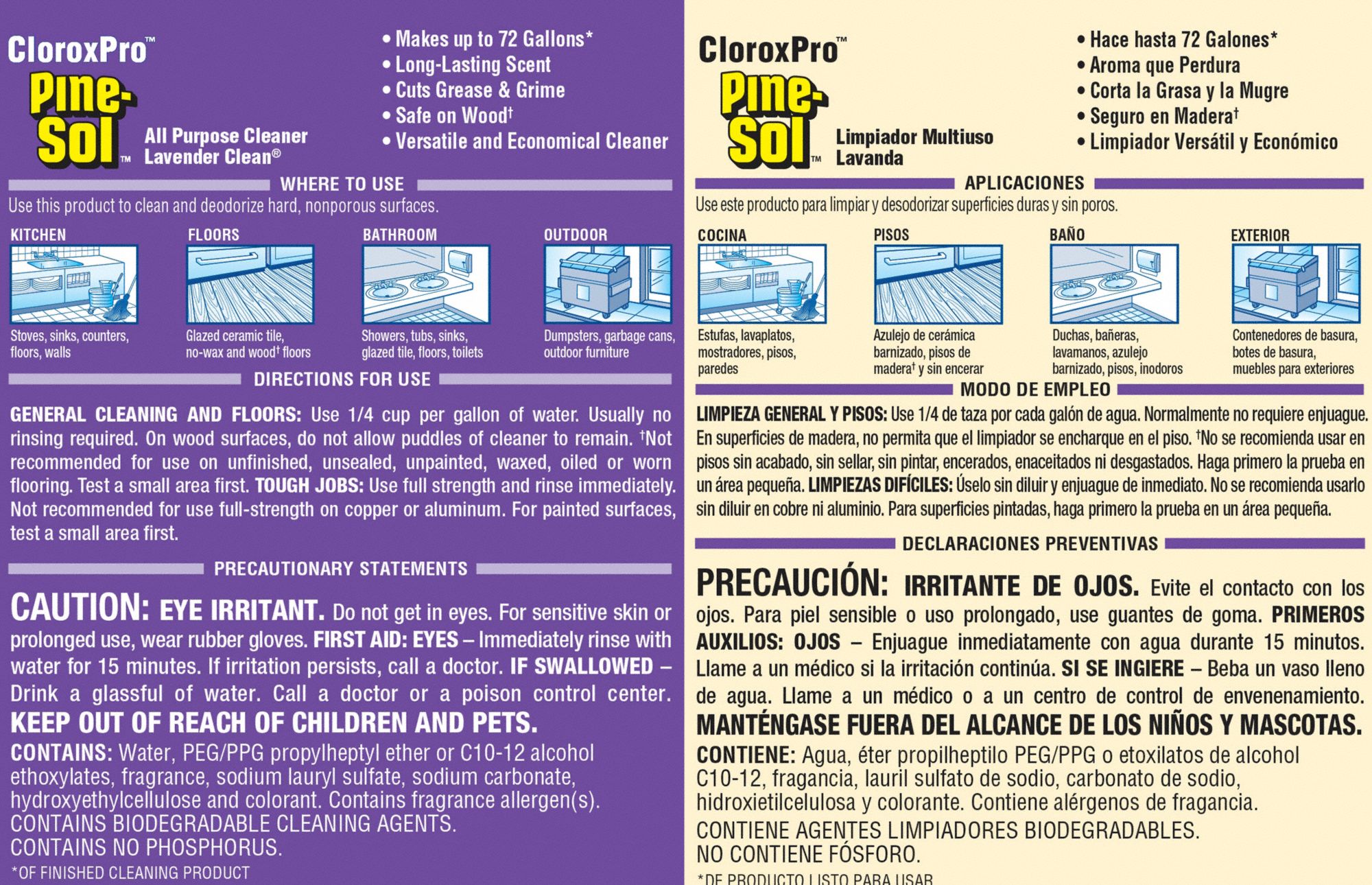 PINE-SOL All Purpose Cleaner: Bottle, 144 oz Container Size, Ready to ...