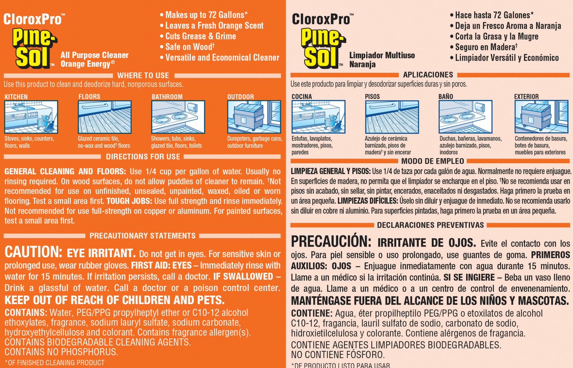 PINE-SOL All Purpose Cleaner: Bottle, 144 oz Container Size, Ready to ...