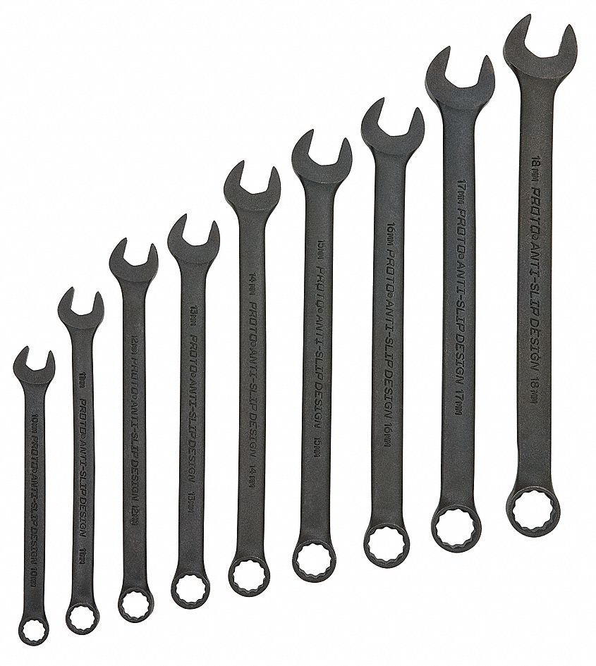 PROTO, Alloy Steel, Black Oxide, Combination Wrench Set - 449N53 ...