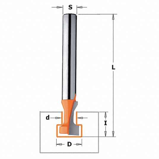 CMT Hinge Mortise Cut Profile Router Bit, Carbide Tipped, 3/8 in Cutter ...
