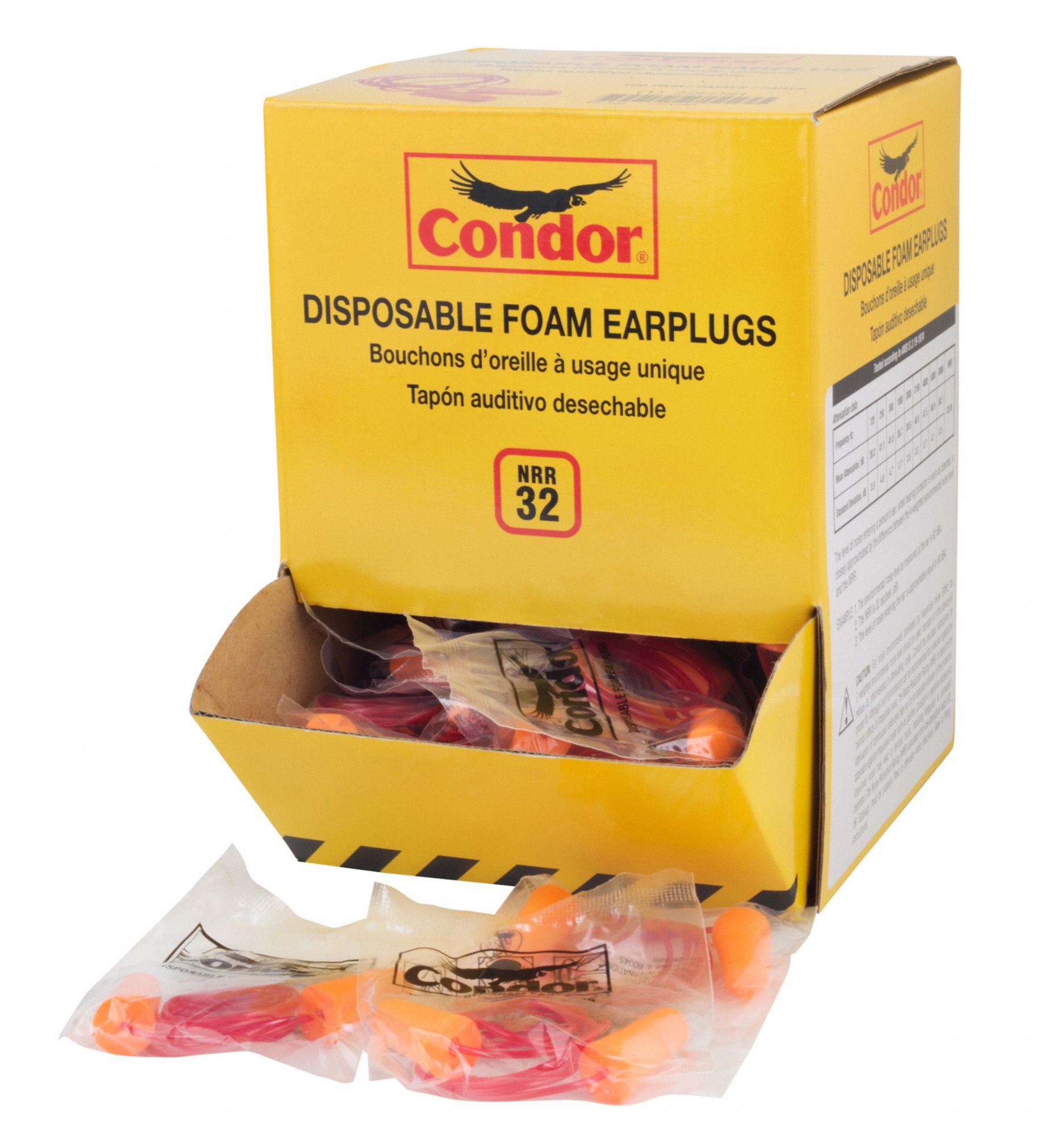 CONDOR Ear Plugs, Corded, Bullet, 32dB, PK100 - 22ED81|22ED81 - Grainger