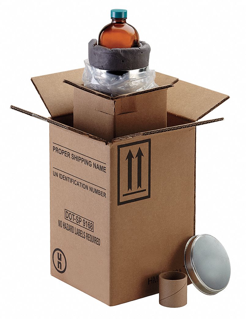 BERLIN Hazardous Material Shipping Kit: 6x6x9 in, 4GV/X1.2/S, (1) 8 oz ...