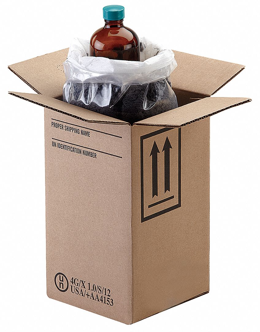 5-1/2x5-1/2x9-1/4 in, 4G/X1.0/S, Hazardous Material Shipping Kit ...