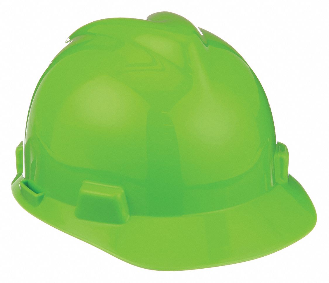 MSA, High-Visibility Green, No Graphics, Hard Hat - 22EY79|815558 ...