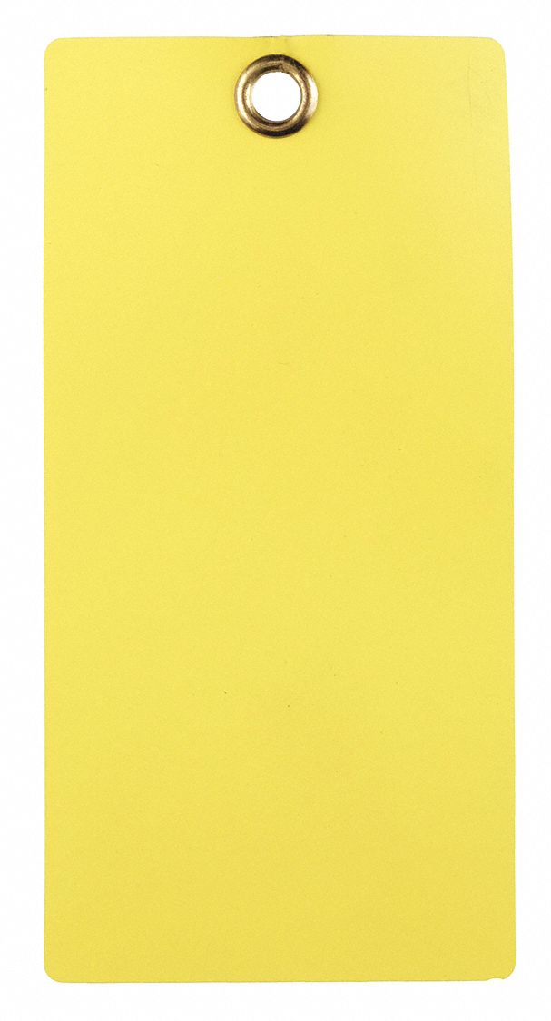 Blank Tag, PVC, Height: 6 1/4 in, Width: 3 1/8 in, Yellow - Grainger