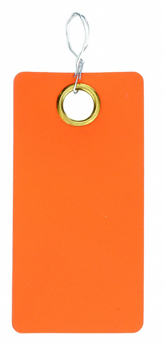 Blank Tag, PVC, Height: 2 3/4 in, Width: 1 3/8 in, Orange - Grainger