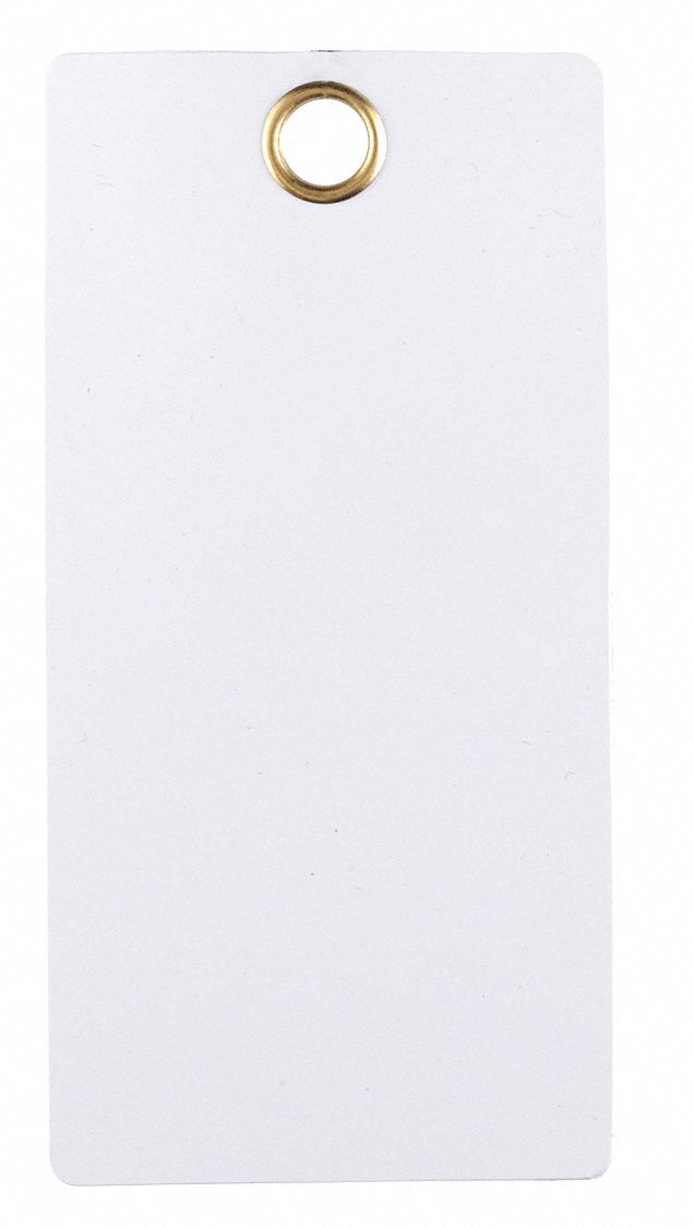 Blank Tag, PVC, Height: 4 1/4 in, Width: 2 1/8 in, White - Grainger