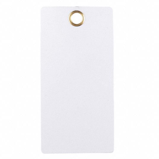 Blank Tag, PVC, Height: 4 1/4 in, Width: 2 1/8 in, White - Grainger