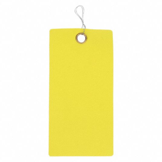 Blank Tag, PVC, Height: 5 1/4 in, Width: 2 5/8 in, Yellow - Grainger