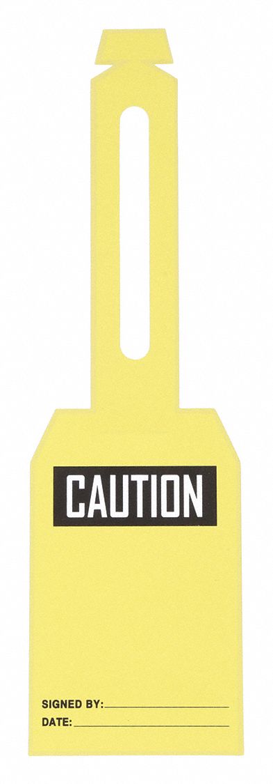 Caution Tag, PVC, Height 5-1/4", Width 3-1/4", Yellow, PK 25 - Grainger