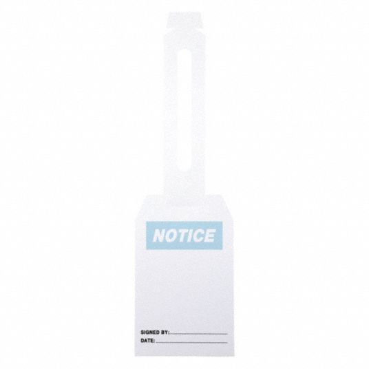 Notice Tag, Height 5-1/4", Width 3-1/4", White, PK 25 - Grainger
