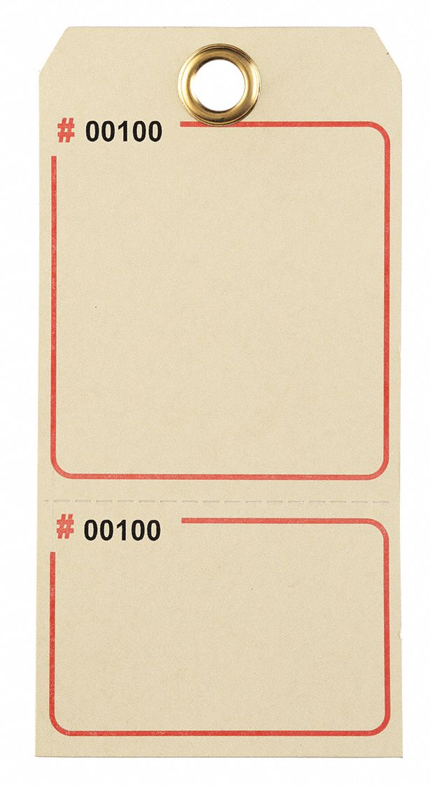 Blank Tag, Cardstock, Height: 5 3/4 in, Width: 2 7/8 in - Grainger