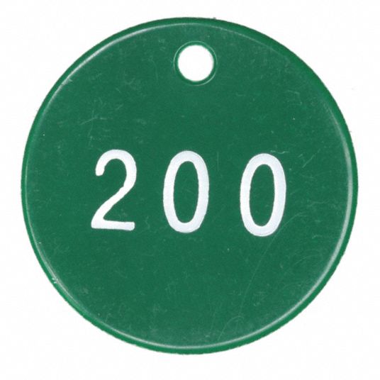 Numbered Tag, Tag Shape Round, Diameter 1 1/8 in, Height 1 1/8 in ...