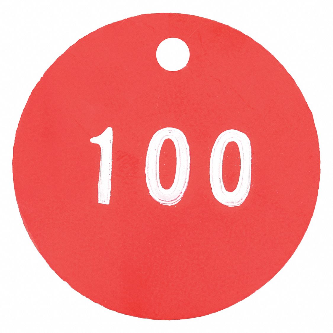Numbered Tag, Height 1 1/8 in, Width 1 1/8 in, ABS Plastic, Red, White ...