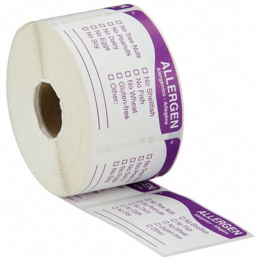 DAYMARK, Purple, Removable Label, Allergen Label - 22FD08|N/A - Grainger