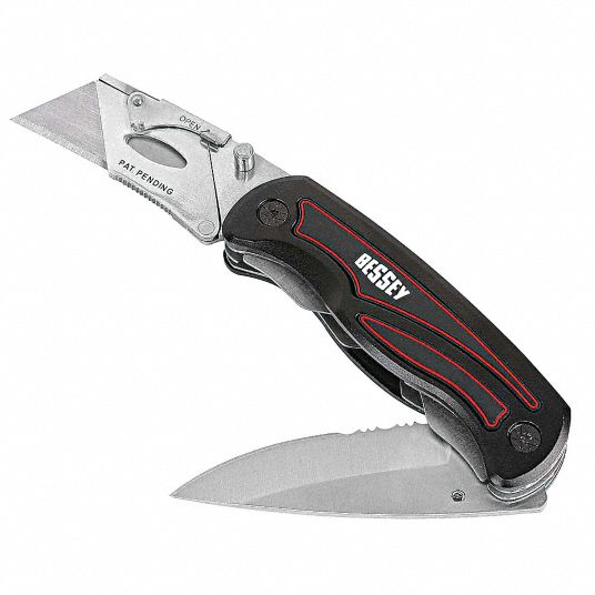 Double Blade Folding Knife, Carbon Steel Utility Blade, Stainless Steel ...