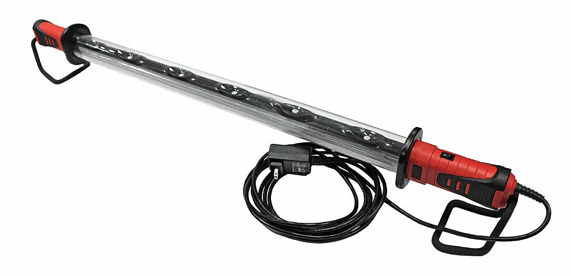 LED Hand Lamp, 6.0 Lamp Watts, 25 ft Cord Length, Black/Red, Includes ...