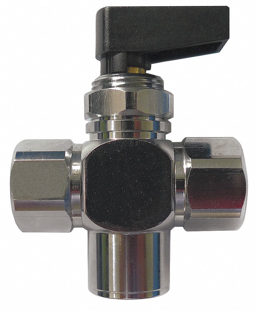 Mini Ball Valve, Brass, Inline, 1-Piece, Pipe Size 1/8 in, Connection ...