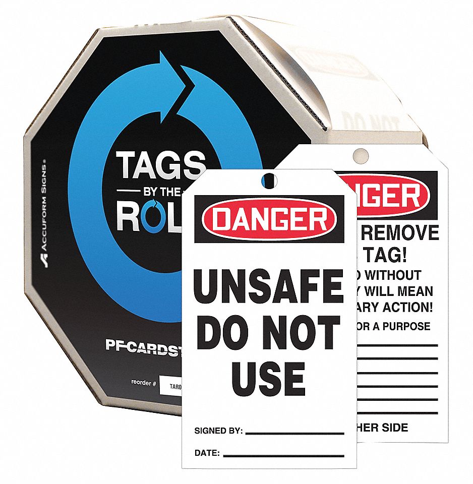 ACCUFORM SIGNS DGR TG BY THE ROLL,6-1/4 X 3,PK250 - Safety Tags ...