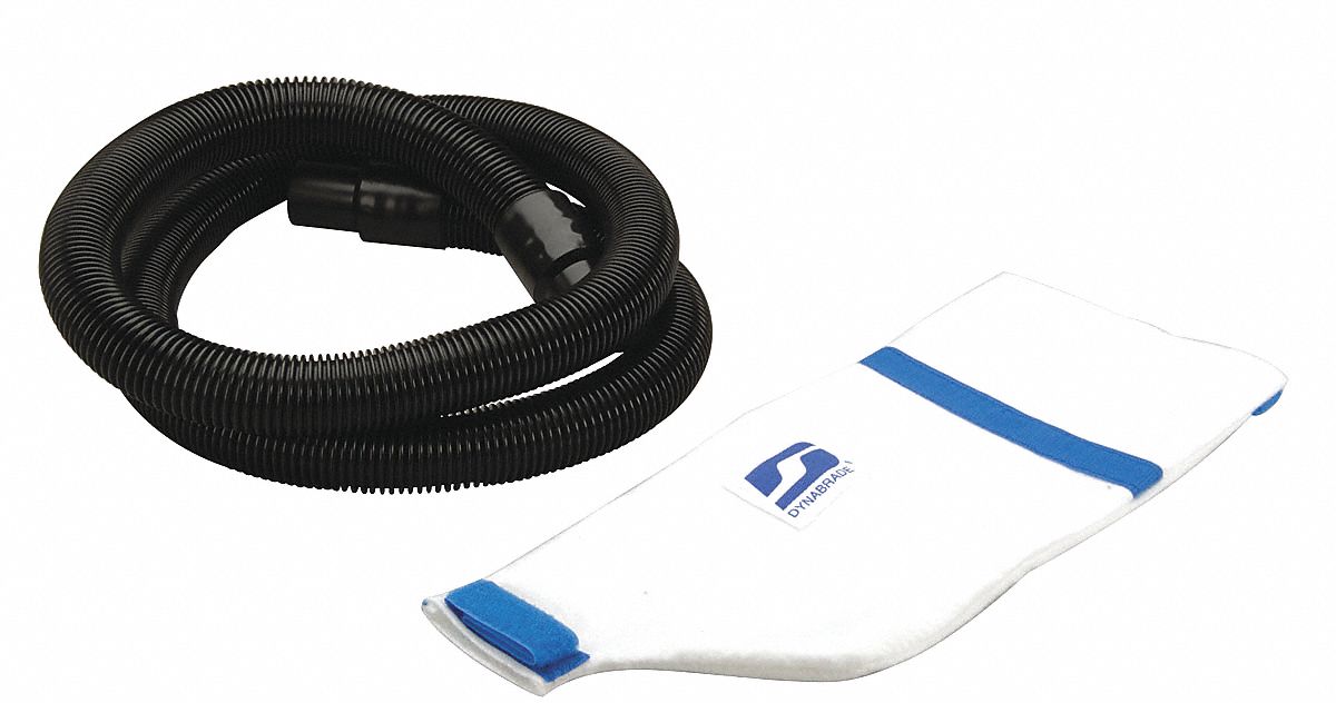 DYNABRADE, Hook and Loop Closure, 1 1/4 in Hose Dia, Vacuum Hose w/ Bag ...
