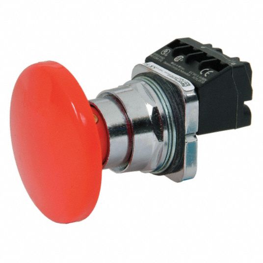 Non-Illuminated Push Button, 30mm, Momentary, 65 mm Mushroom Head ...