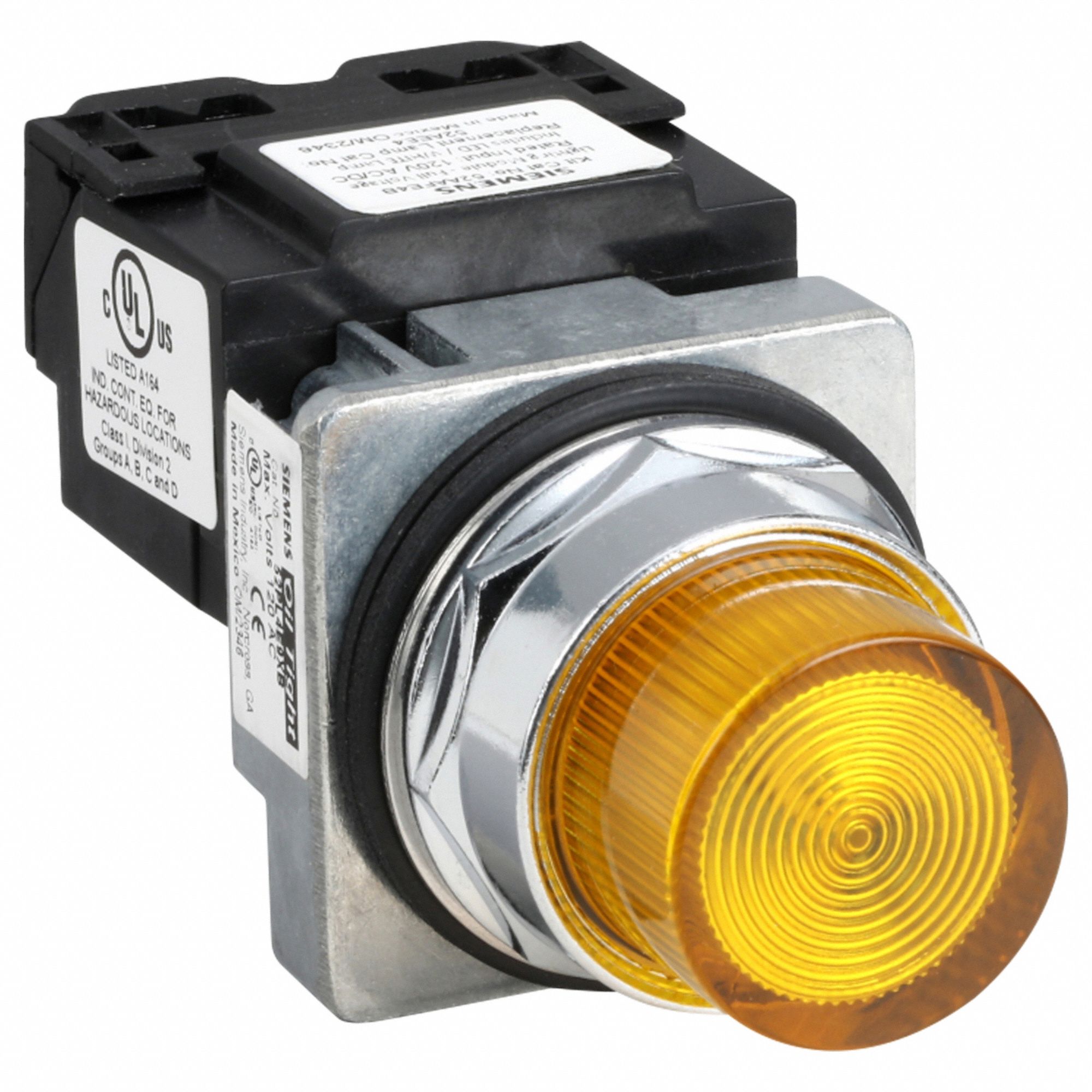 SIEMENS, 30 mm Panel Mounting Size, Amber, Pilot Light - 22KR86 ...