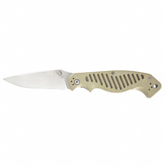 Tactical Folding Knife,Plain Blade Edge 3-3/4" Blade Length,Locking ...