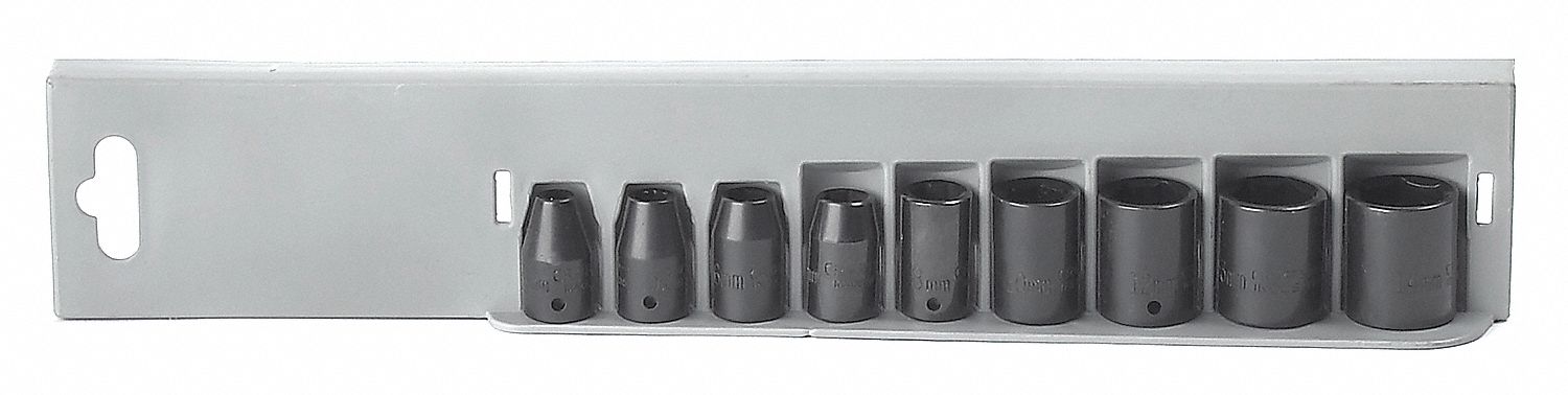 Impact Socket Set, Chrome, 1/4 in, Impact Rated No - Grainger