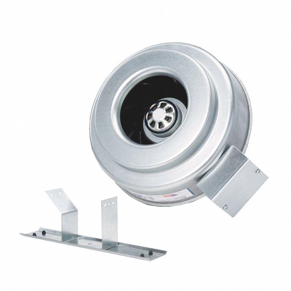 FANTECH In-Line Duct Fan: 513 cfm Max., 10 in Duct, 93 W, 120V AC, 1 Ph ...