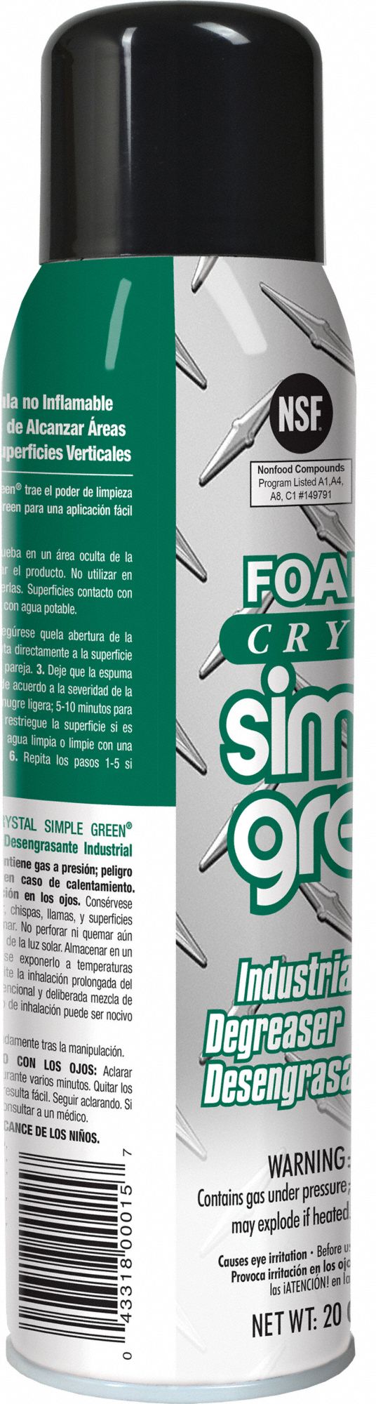 SIMPLE GREEN Cleaner/Degreaser: Water Based, Aerosol Spray Can, 20 oz ...