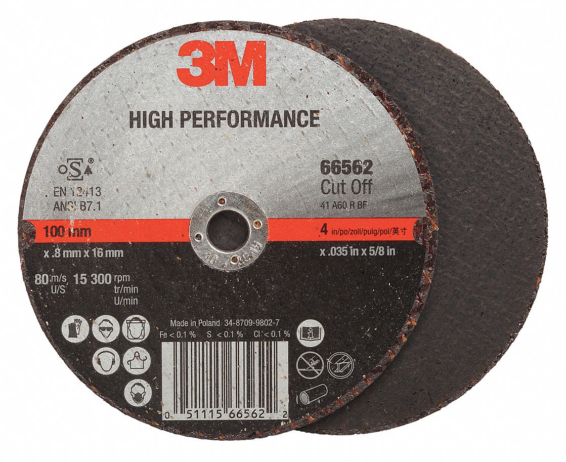 3M, Type 1, 4" x 0.035" x 5/8", Abrasive Cut-Off Wheel - 22NZ70 ...