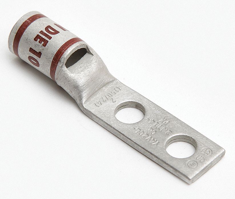 BURNDY Two-Hole Lug Compression Connector: 2 AWG Cable Size, Brown ...