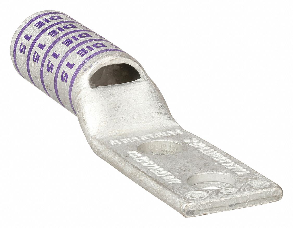 Two Hole Lug Compression Connector 8 Awg Wire 1 AWG Max Wire Size, 1/2 ...
