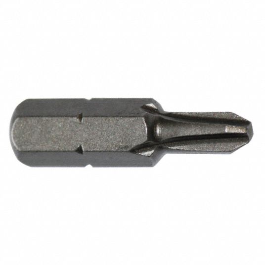 #2, Phillips, Insert Bit, 1/4 in Hex Shank Size, PK 5 - Grainger