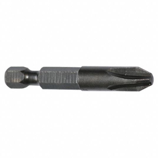 #2, Phillips ACR, Power Bit, 1/4 in Hex Shank Size, PK 5 - Grainger