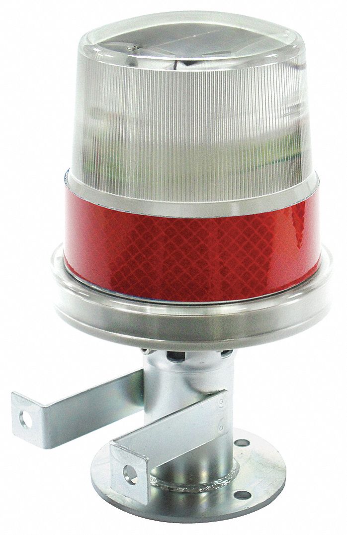 Warning Light, LED, Solar NiMH Battery, Flashes per Minute 60, 7-19/32 ...