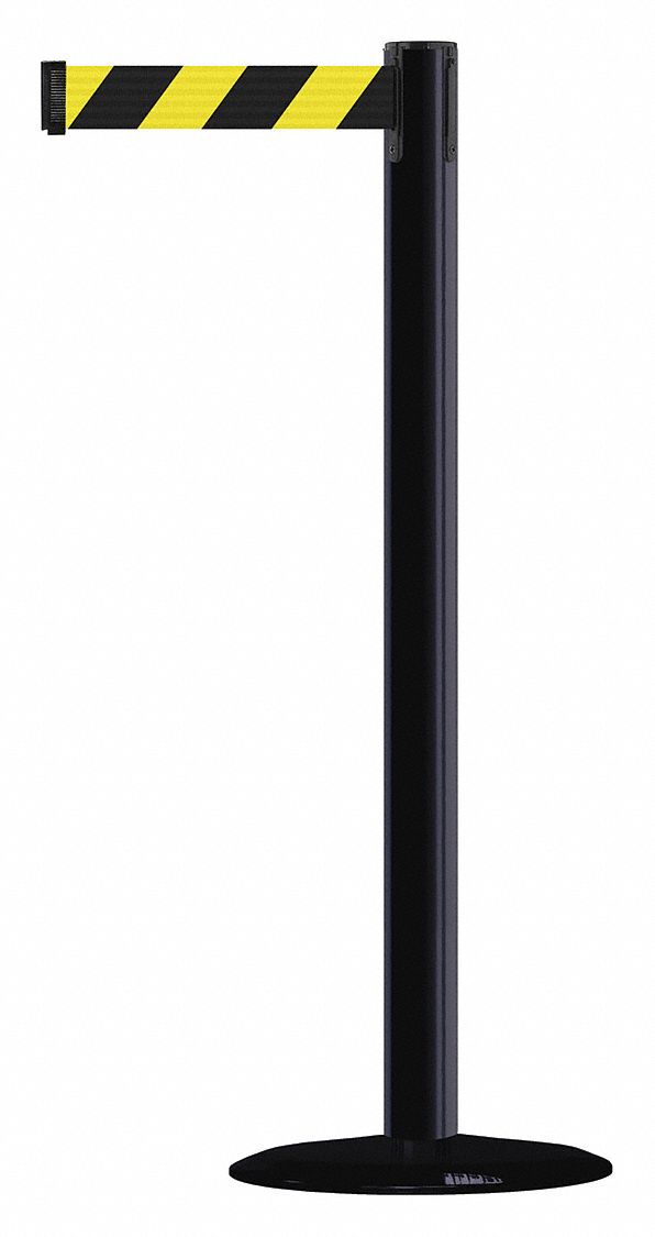 TENSABARRIER, Black/Yellow, Chevron, Barrier Post with Belt - 22RT57 ...