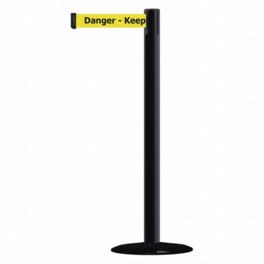 TENSABARRIER, Yellow, Danger Keep Out, Barrier Post with Belt - 22RT78 ...