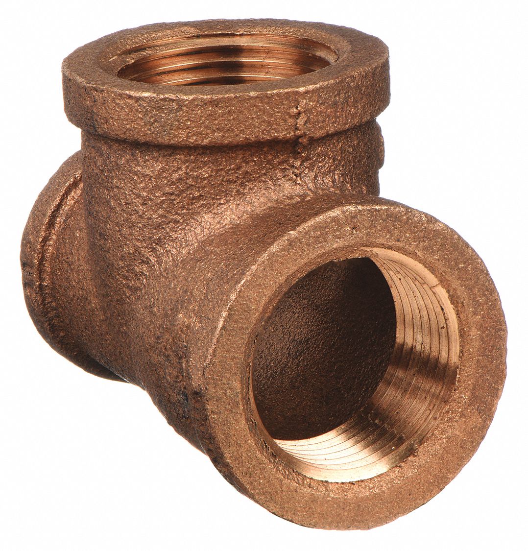 Brass, 3/4 in x 1/2 in x 3/4 in Fitting Pipe Size, Reducing Branch Tee ...