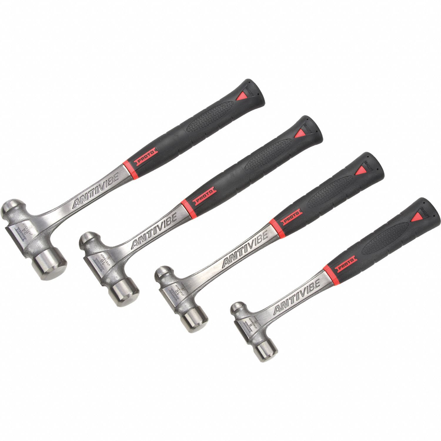PROTO Ball Pein Hammer Set: Steel, Steel, 8 oz_12 oz_16 oz_24 oz Head ...