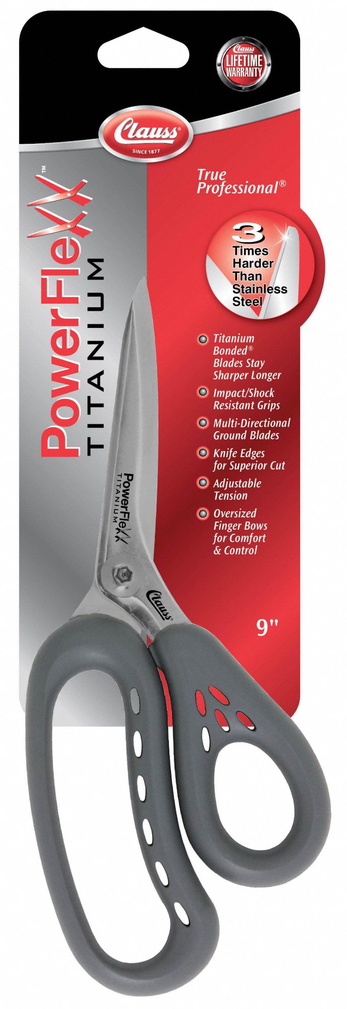 CLAUSS Shears: Ambidextrous, 9 in Overall Lg, Straight, Titanium Bonded ...