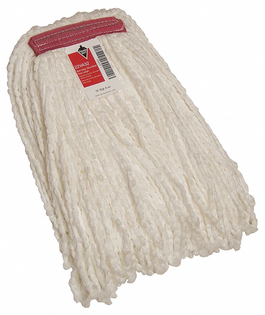 Quick Change Microfiber String Wet Mop Head, White - Grainger