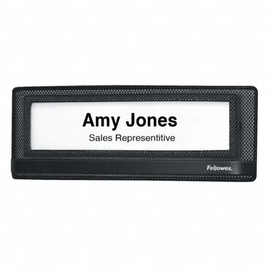 FELLOWES, Steel, Black, Name Plate - 22W859|7703201 - Grainger