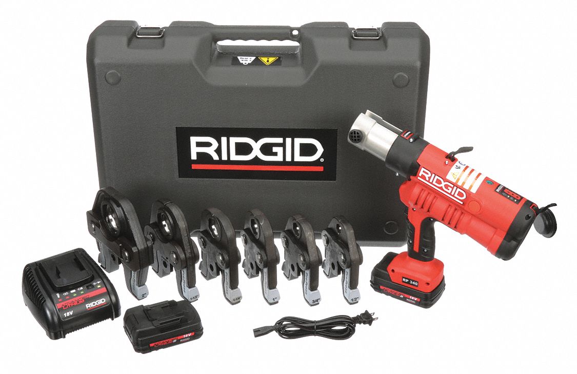 RIDGID, For 1/2 in to 2 in Pipe, Cordless Pressing Tool Kit - 22XH23 ...