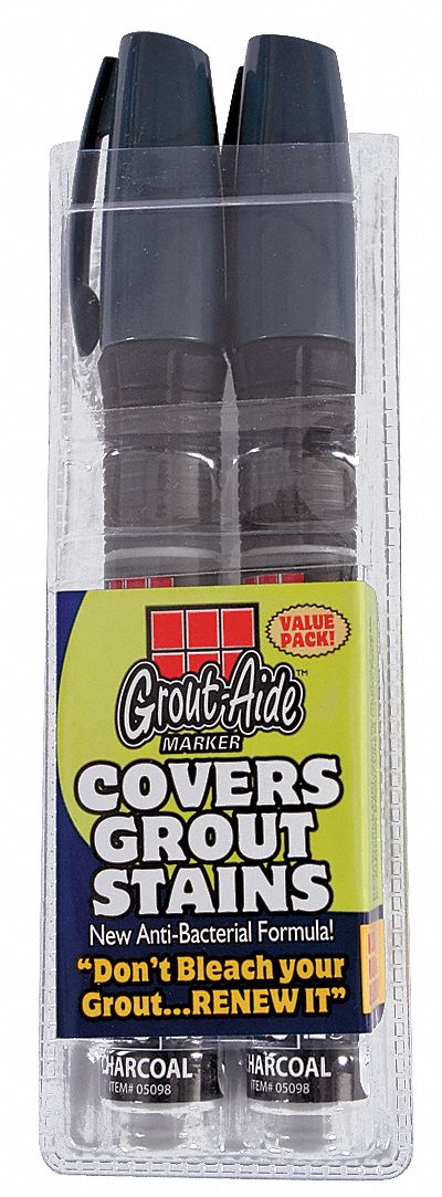 GROUT-AIDE Grout Marker, Charcoal, Medium Bullet Tip, -50°F to 150°F, 2 ...