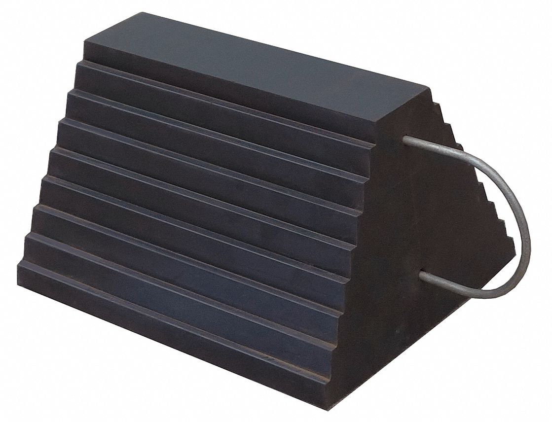 Rubber, 7 1/2 in Overall Lg, Wheel Chock - 22XW74|22XW74 - Grainger