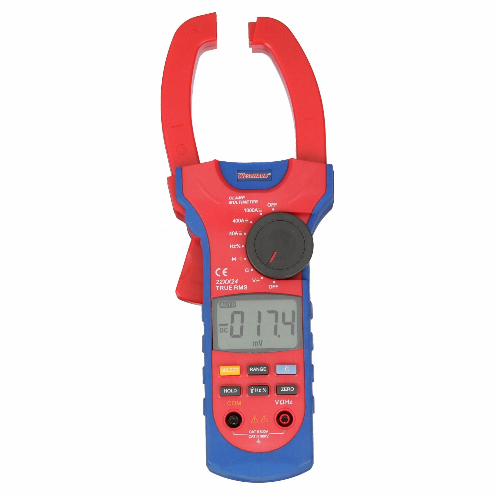 WESTWARD, Clamp-Jaw Jaw, CAT II 600V/CAT III 300V, Digital Clamp Meter ...