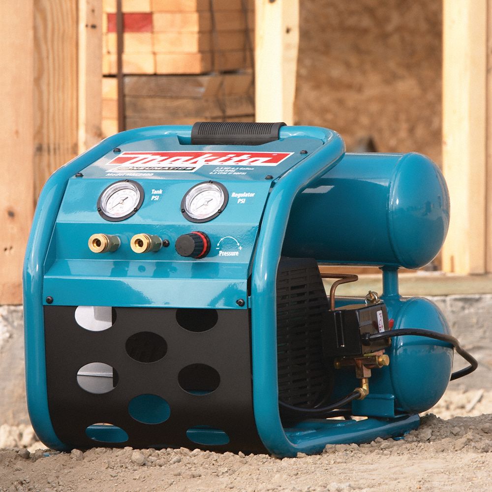 MAKITA Portable Air Compressor: Oil Lubricated, 4.2 gal, Twin Stack, 2. ...