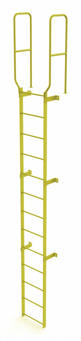 BALLYMORE LADDER,WALK-THRU FIXED,STEEL, 13-RUNG, 16 FT OVERALL H, 28 IN ...